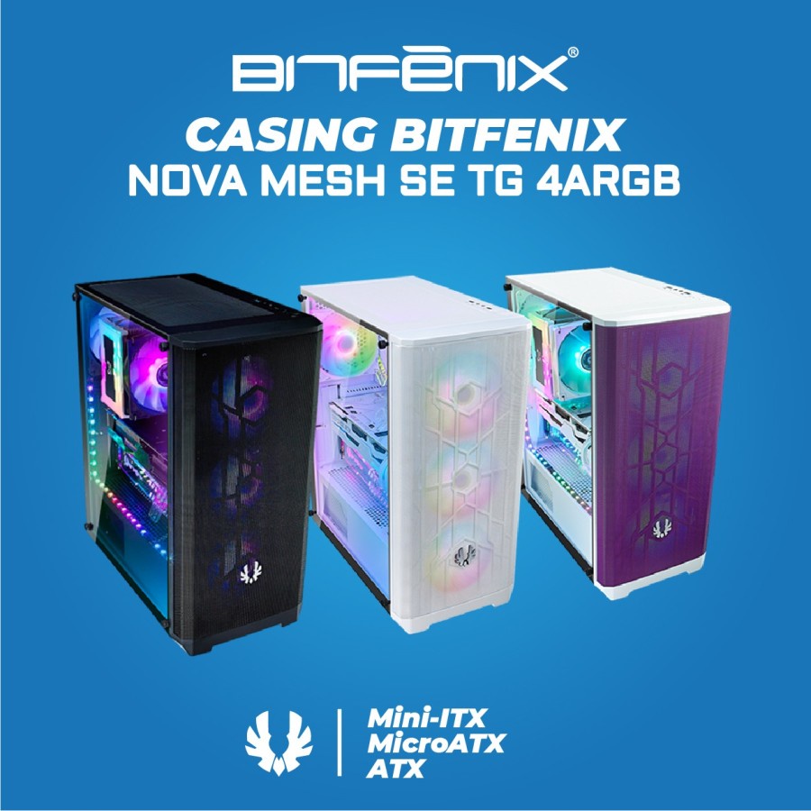 Jual CASING GAMING BITFENIX NOVA MESH TG WHITE/BLACK | Shopee Indonesia