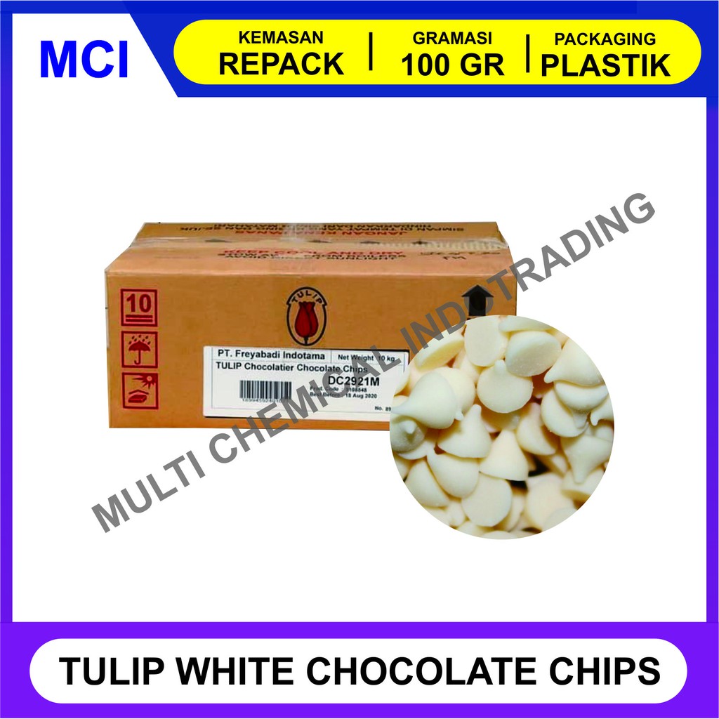 Jual TULIP CHOCOCHIPS PUTIH / COKLAT CHIP / WHITE CHOCO CHIPS - 100 GR ...