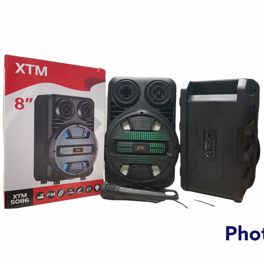 Jual Cod Speaker Bluetooth Xtm 5086 8inch Plus Mic Karaoke Salon Aktif