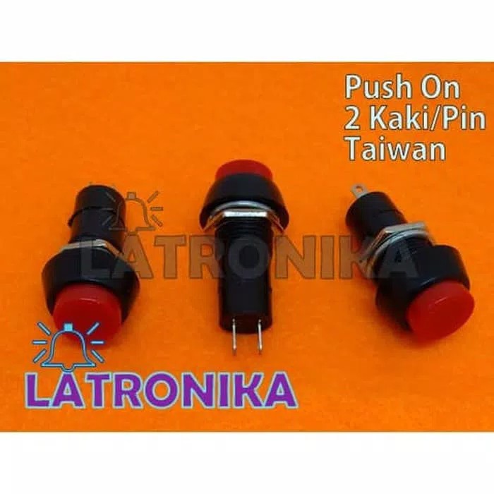 Jual Switch Taiwan Push On Button Saklar Tombol Bulat 2 Kaki Merah ...