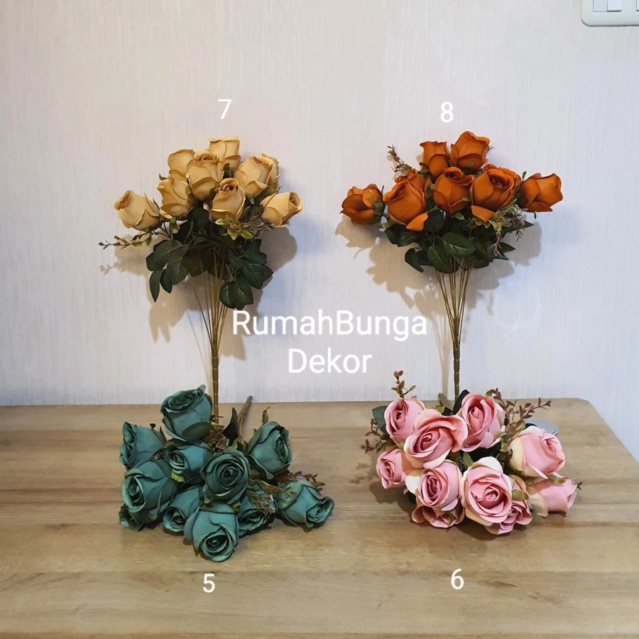 Jual Rose Kuncup Mawar Artificial Plastik x 11 ( Ada 8 Warna ) | Shopee ...