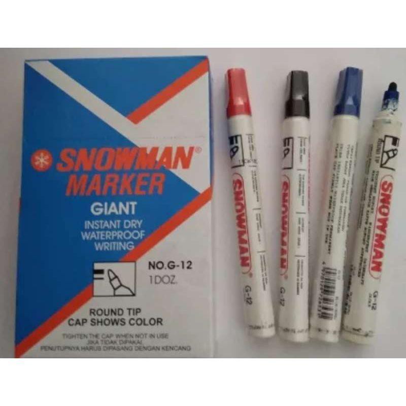 Jual Spidol Permanen Snowman Marker G-12 - Pcs HITAM MERAH BIRU HIJAU ...