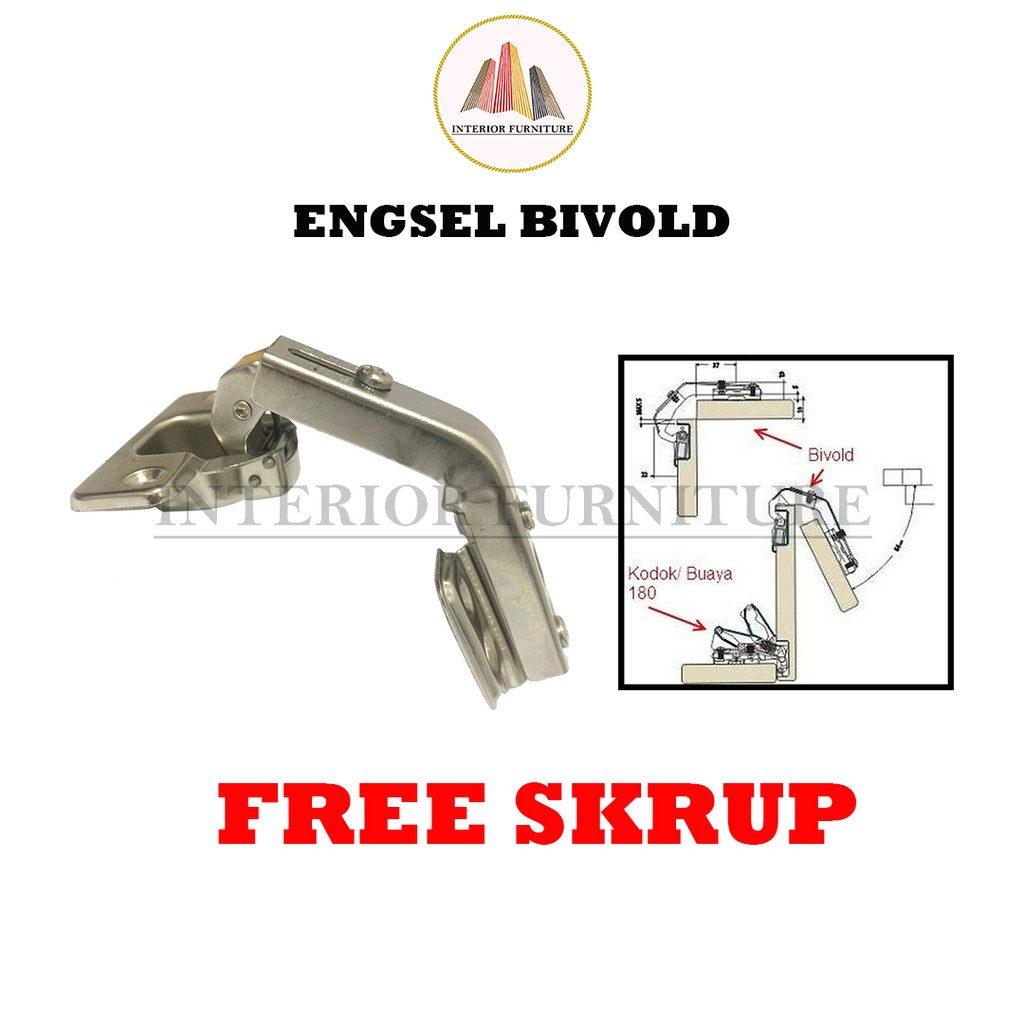 Jual Engsel Sendok Pintu Sudut Bifold Bivold Pasangan Engsel Buaya 180 ...