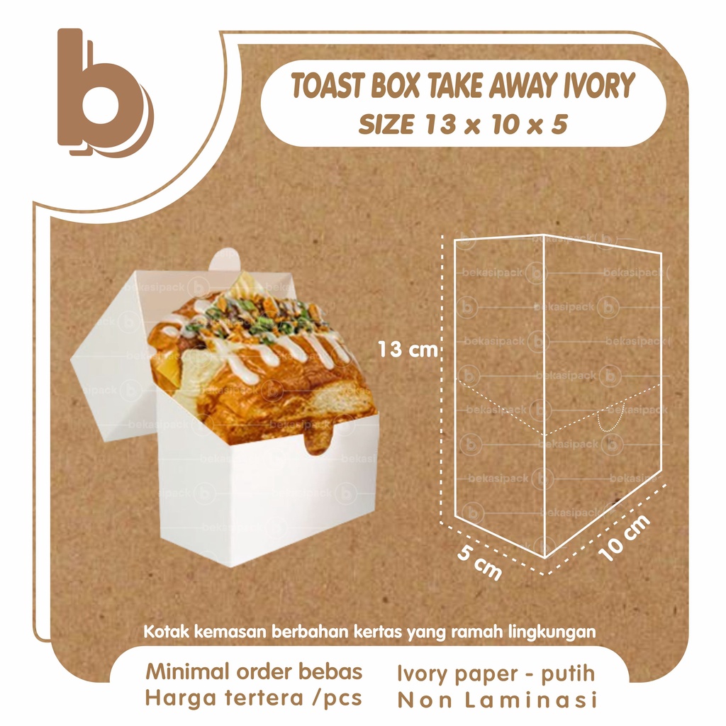 Jual Toast Box Take Away Cromboloni Ivory Natural 13x10x5 I ...