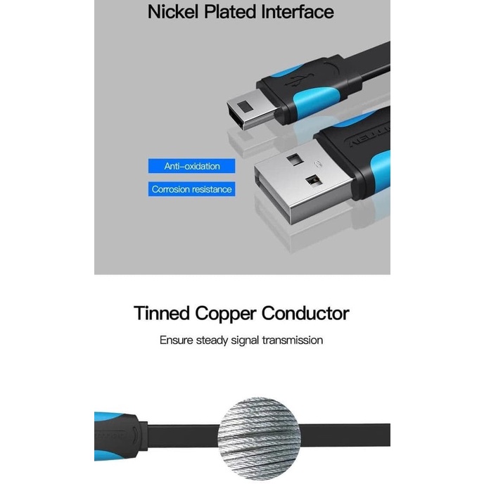 Jual Vention Kabel Data Mini 5 pin USB 2.0 COMBC 0.25Meter | Shopee ...