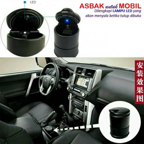 Jual Asbak Tempat Rokok Mobil Nyala Lampu LED Hitam Mini Batuk Paru ...