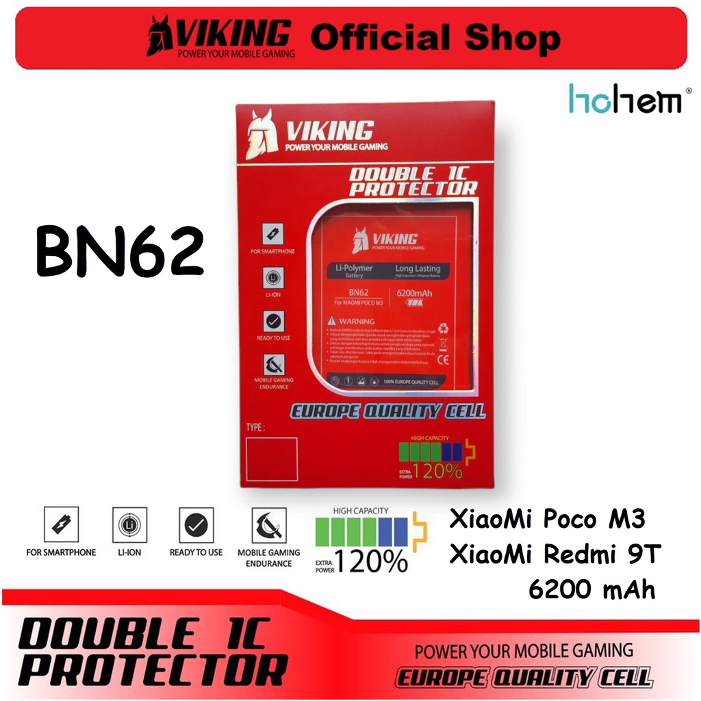 Jual Baterai VIKING Double Power Original XiaoMi Poco M3 Redmi 9T BN62 ...