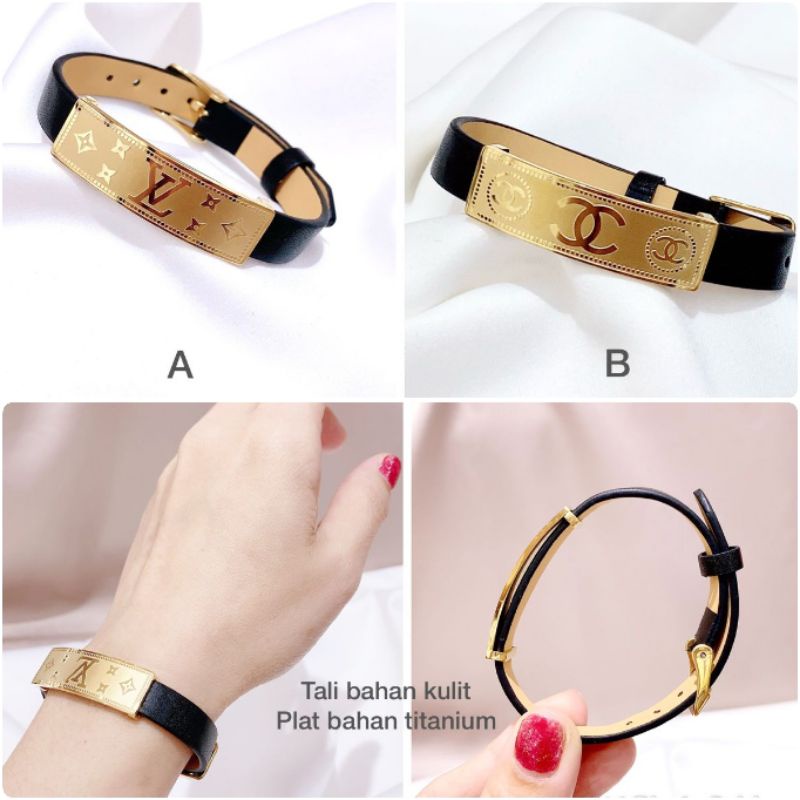 Jual Gelang Titanium Asli Mix Kulit Model Gesper Gelang Premium Quality ...