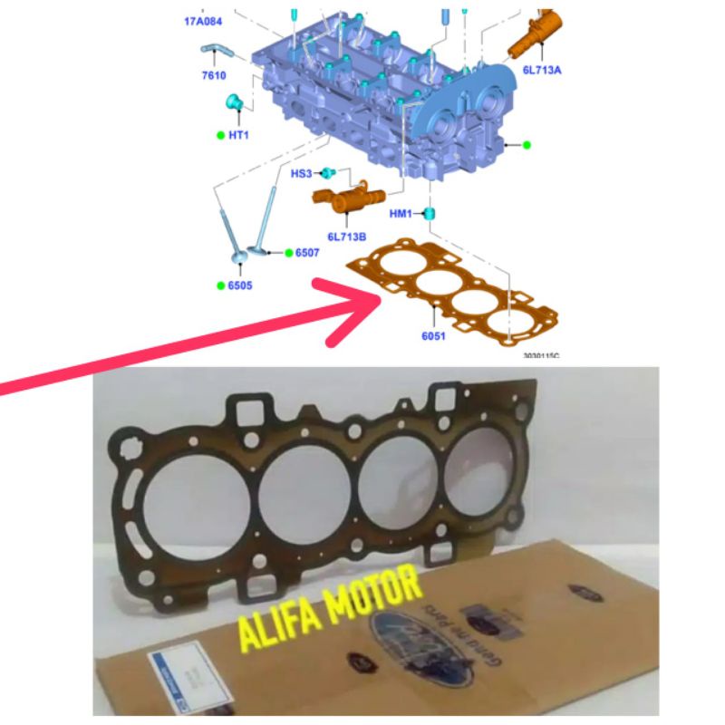 Jual Gasket Cylinder Head Ford Ecosport & Ford Fiesta 1.5 cc Original ...