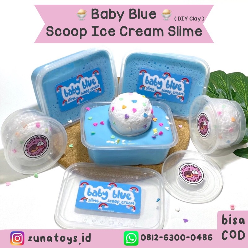 Jual Baby Blue Scoop Cream Slime 200ml (+ DIY Clay Scoop Ice Cream ...