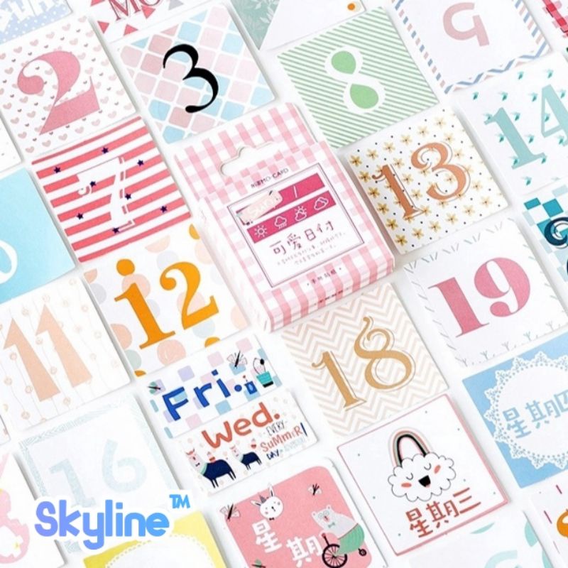 Jual Sticker Box Kiss Cut Scrap Book Journal Dengan Motif Kalender Lucu