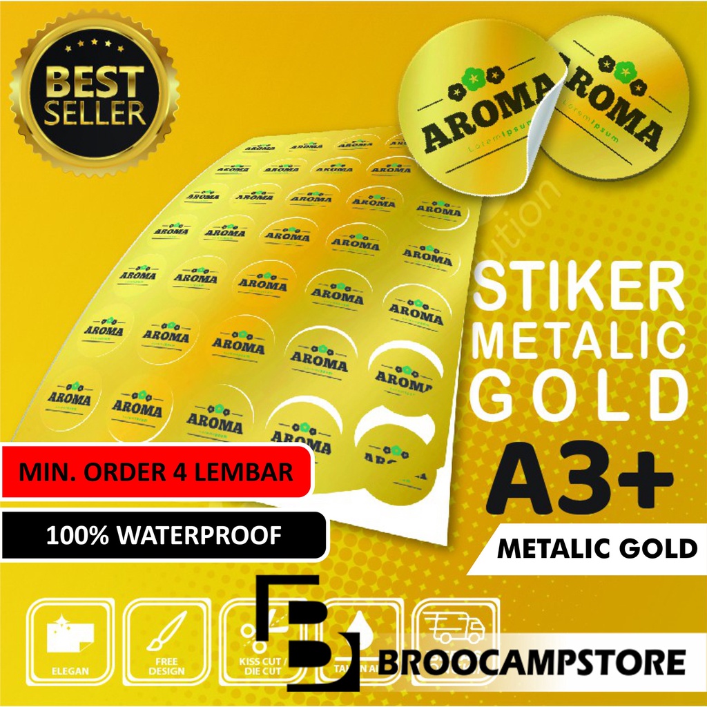 Jual Cetak Stiker / Print Sticker Label Metallic Silver / Gold A3 ...