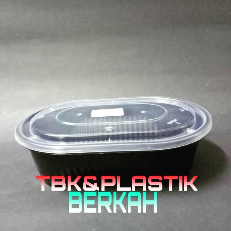 Jual mika lunchbox oval hitam 600ml | Shopee Indonesia