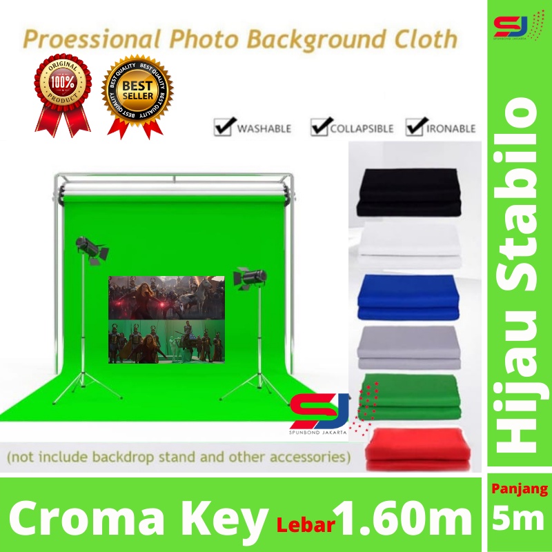 Jual Croma Key Hijau stabilo 80gsm background Youtuber backdrop Zoom ...