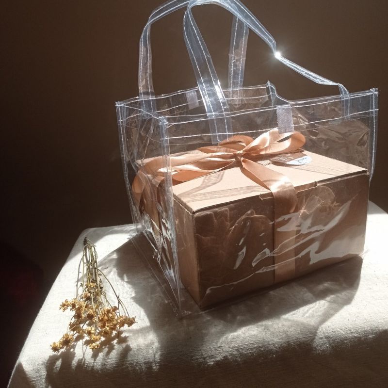 Jual Tas mika polos bening nasi box tas hajatan nasi bento lebar 20 cm ...