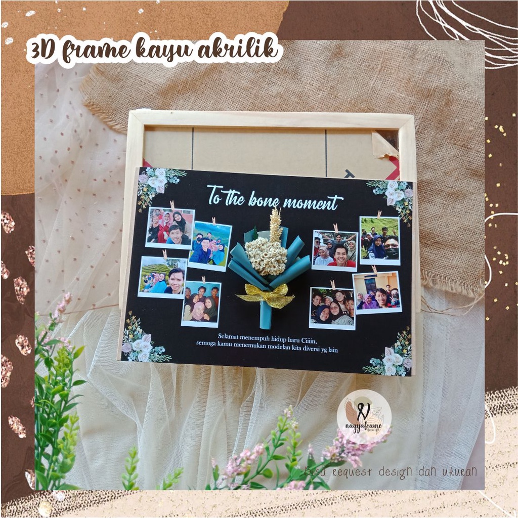Jual 3D 21X30 FRAME AKRILIK KAYU / KADO WEDDING / FRAME EDELWIESS ...
