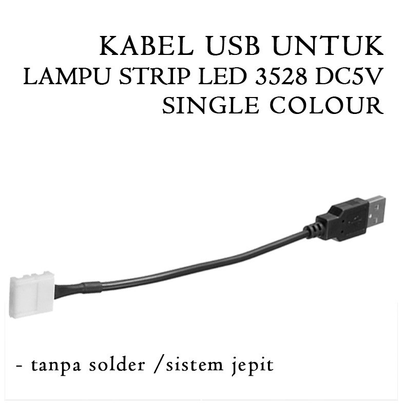 Jual Kabel untuk Lampu LED Strip SMD 3528 Single Colour DC 5V IP33 ...