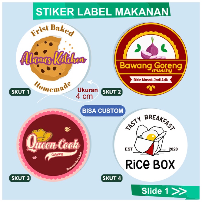 Jual Stiker label Makanan Custom bontak / label Sticker logo cutting ...
