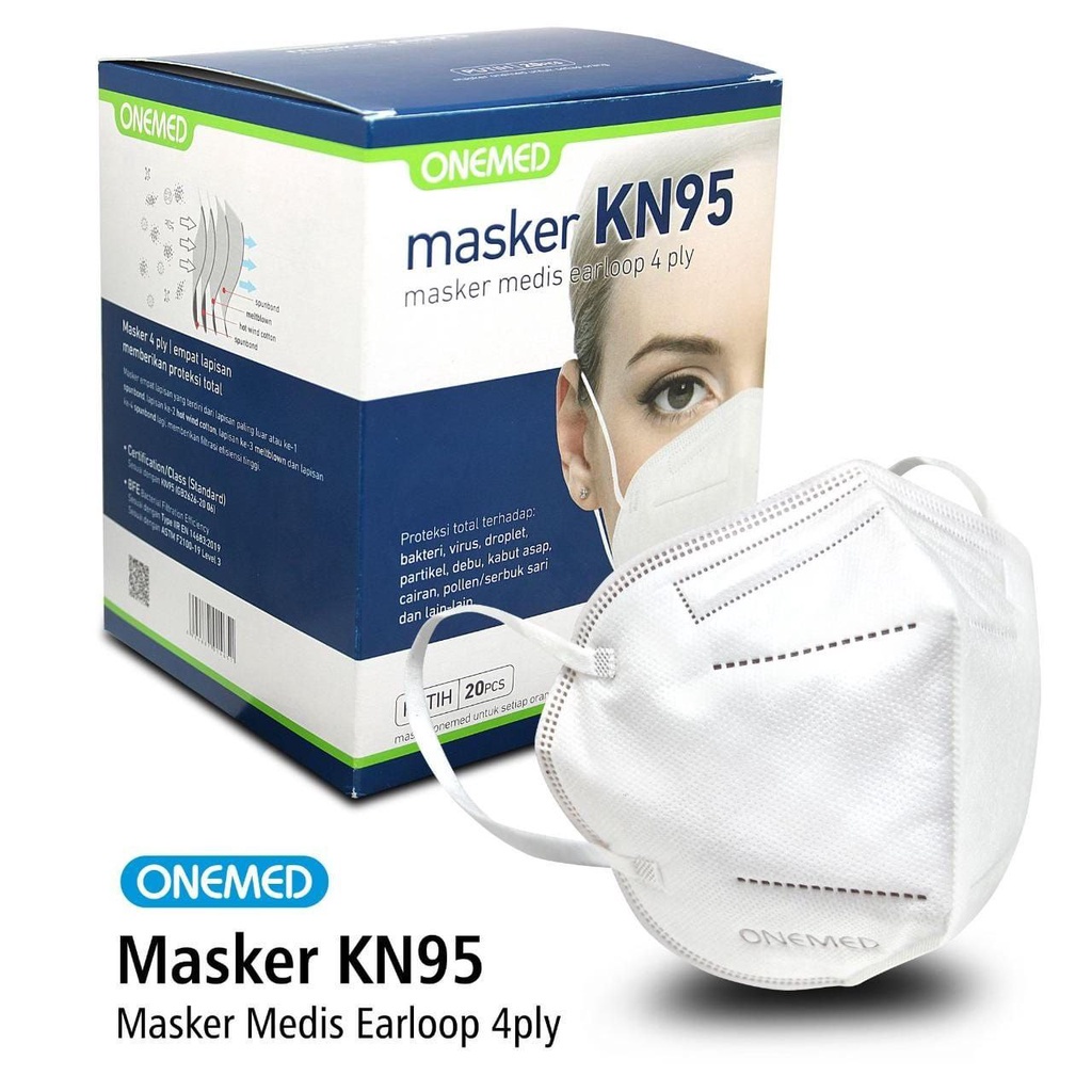 Jual ONEMED - Masker Earloop 4 Ply KN95 | Masker KN95 | Masker Medis | Shopee Indonesia