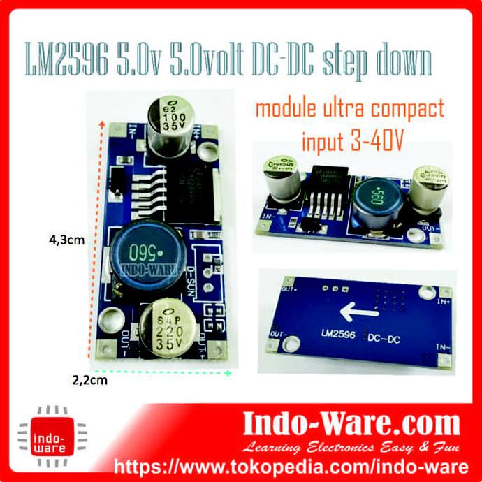 Jual LM2596 5volt 5.0v DC-DC step down module ultra compact input 3-40V invepow21 Ayo Order ...