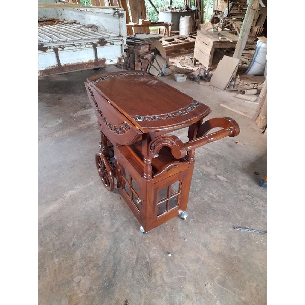 Jual meja kereta kayu# meja dorong#meja | Shopee Indonesia
