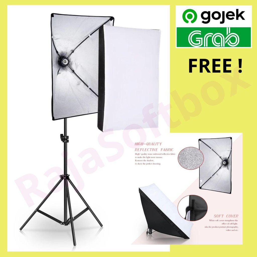Jual Paket Studio Foto Light Stand 2M + Softbox 1 Socket E27 Lampu ...