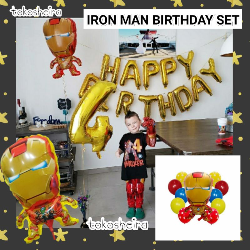 Jual Paket Balon Dekorasi Ulang Tahun Anak Iron Man Happy Birthday Set ...