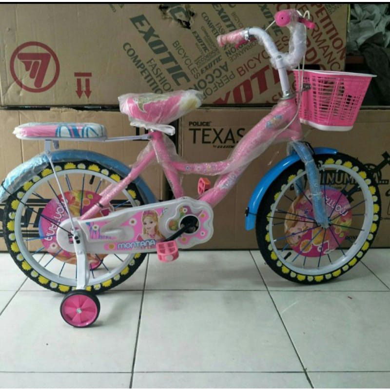 Jual Sepeda Anak Perempuan 16 18 INCH Montana Ayana Keranjang Roda ...