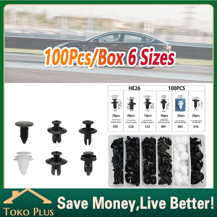 Jual 【100 Pcs】Baut Rivet Mobil Universal Car Push Pin Fasteners Kancing ...