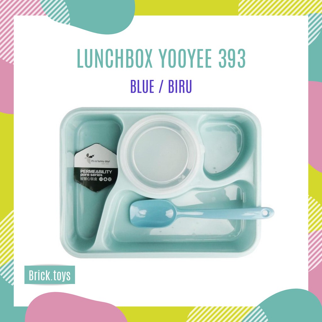 Jual LUNCH BOX YOOYEE 392 PINK BLUE KOTAK MAKAN ANAK 4 SEKAT DILENGKAPI ...