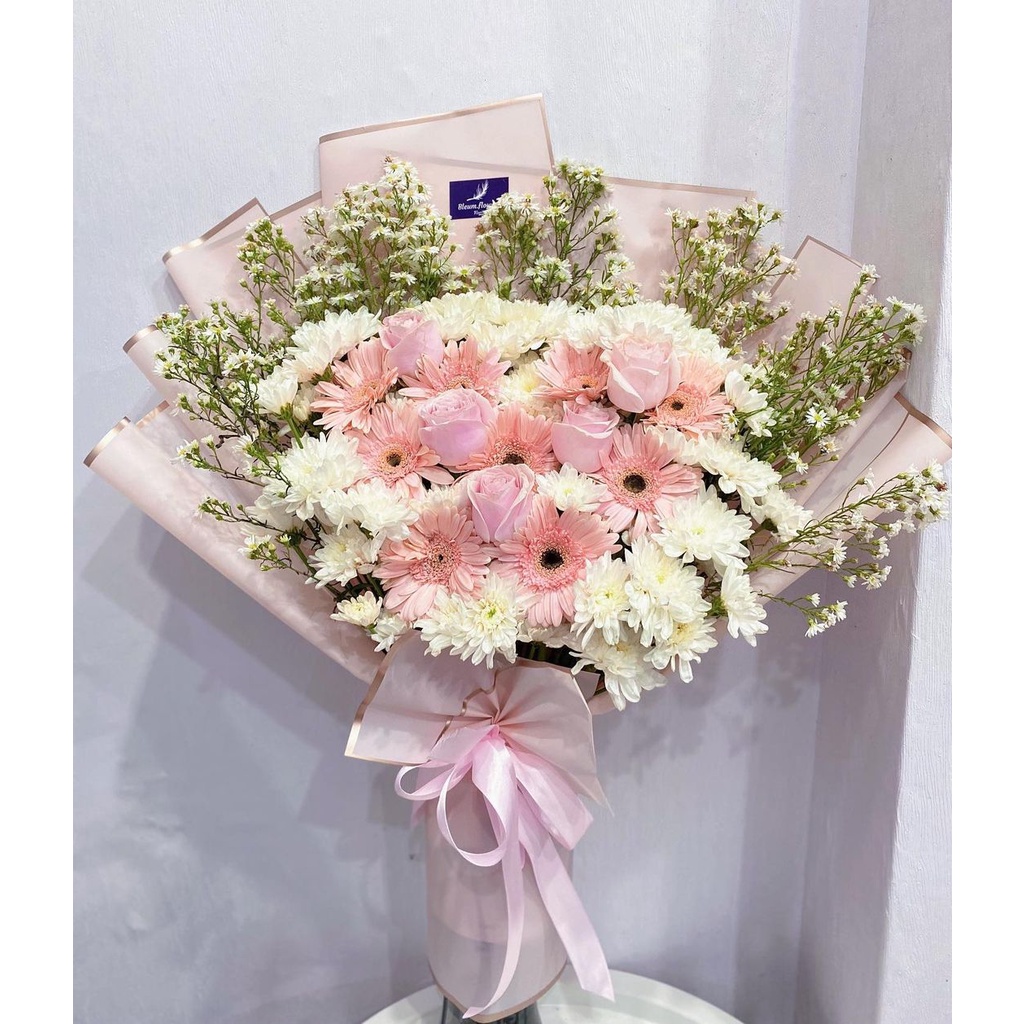 Jual BUKET BUNGA /FLOWERS BOUQUET MAWAR GARBERA PINK | Shopee Indonesia