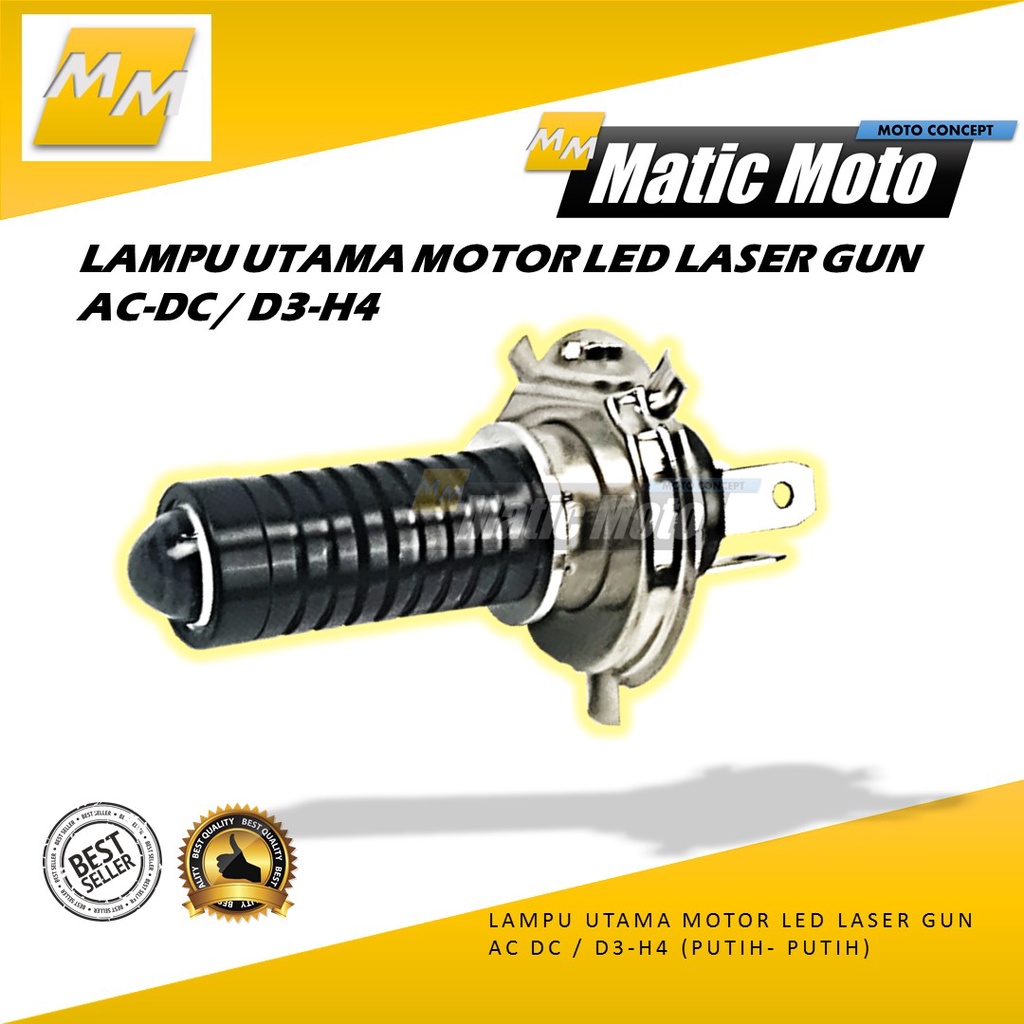 Jual LAMPU UTAMA MOTOR LED LASER GUN AC-DC / D3-H4 | Shopee Indonesia