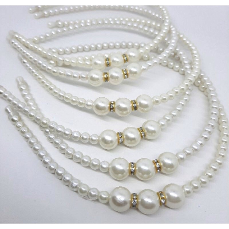 Jual BANDO Korea Mutiara Pearl White Heandband Hairband Artis selebgram ...