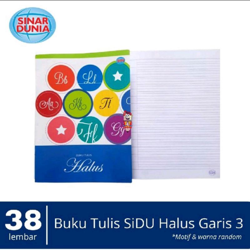 Jual Buku tulis halus 38 lembar/Buku tulis garis 3 sinar dunia ( 1pak ...