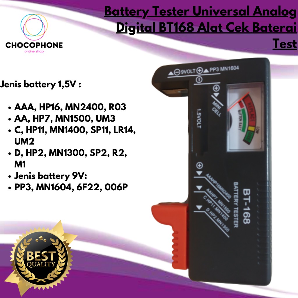 Jual Battery Tester Universal Analog Digital BT168 Alat Cek Baterai ...