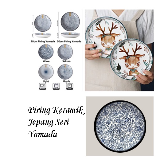 Jual Piring Keramik Jepang Seri Yamada Classic atau Rusa Lukisan Tangan Uk 18cm/20cm | Shopee ...