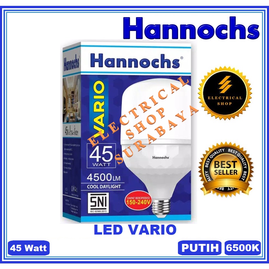 Jual HANNOCHS LAMPU LED VARIO 45W PUTIH (GROSIR) LEDBULB 45 W WATT KAPSUL 45WATT COOL DAYLIGHT ...