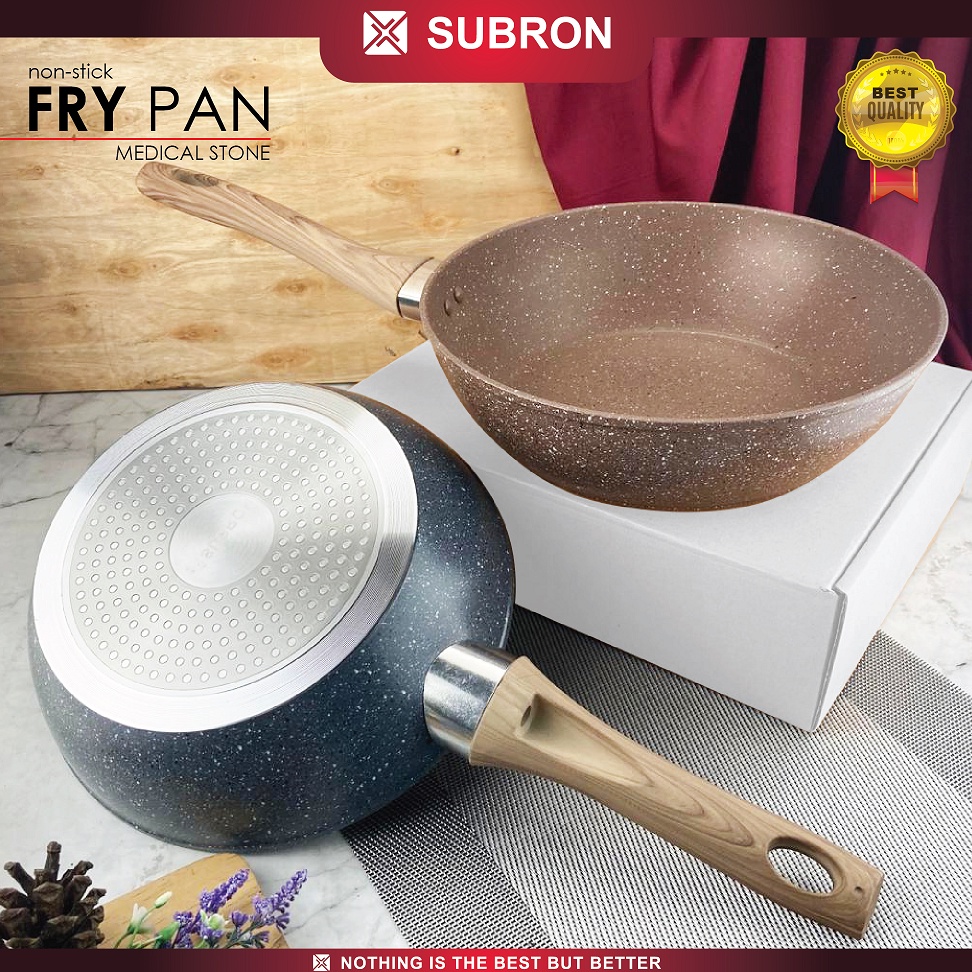 Jual SUBRON Fry Pan Teflon Anti Lengket Wok Batu Medis Frying Pan 24cm ...
