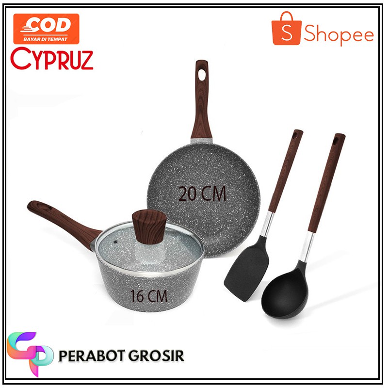 Jual Cypruz Set Marble PI-0901 Fry Pan Sauce Pan Panci set Induksi | Shopee Indonesia