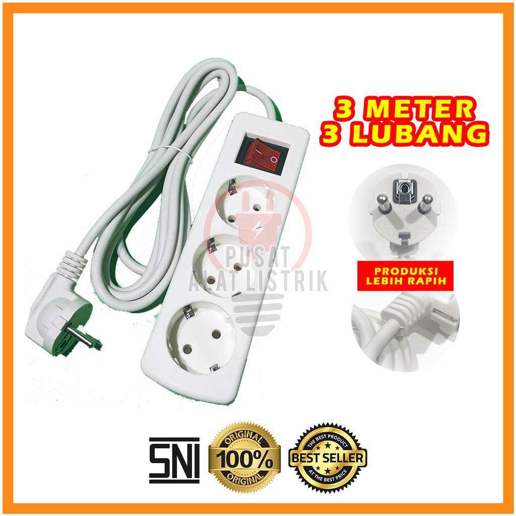 Jual COLOKAN LISTRIK 3 LUBANG 3 METER SAKLAR STOP KONTAK TERMINAL BOX ...