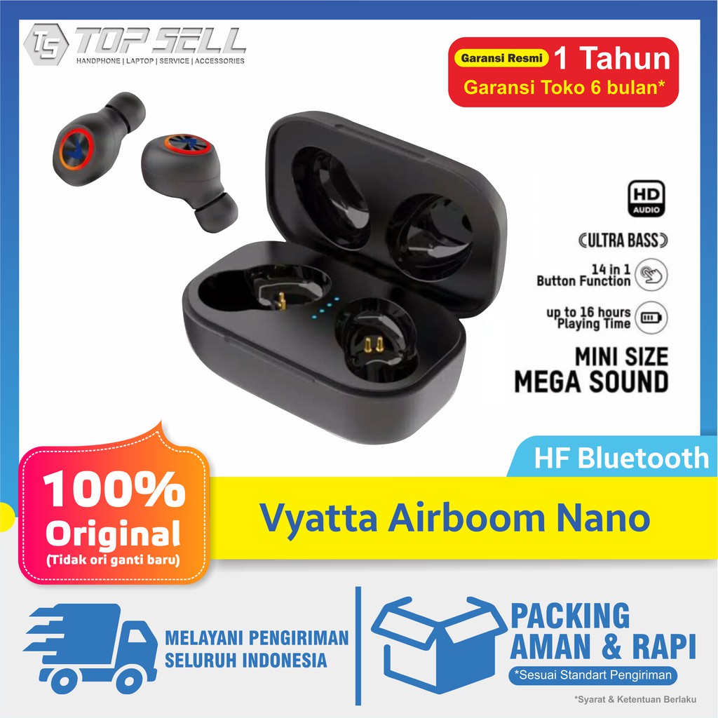Jual HF Bluetooth TWS Vyatta Air Boom Nano Stereo | Shopee Indonesia