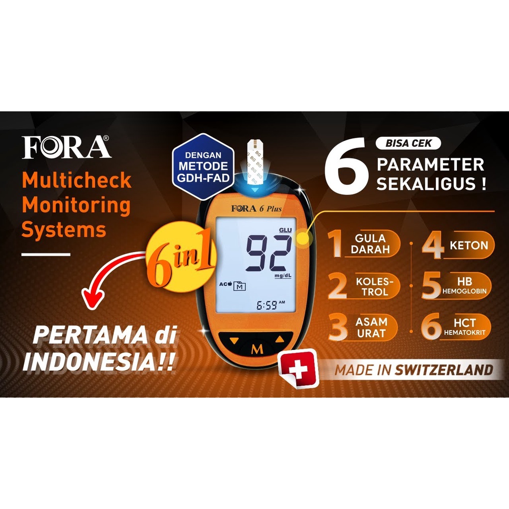 Jual FORA 6 PLUS/6 FUNGSI PARAMETER GULA KOLESTROL UA KETONE HB ...