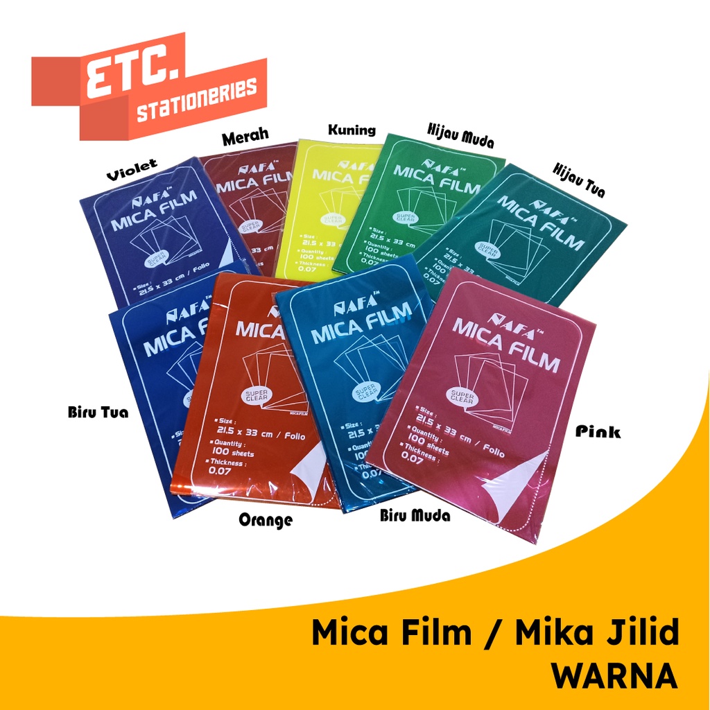 Jual Mica Film Folio / Mika Jilid Folio Warna [100 SHEET] [NAFA ...