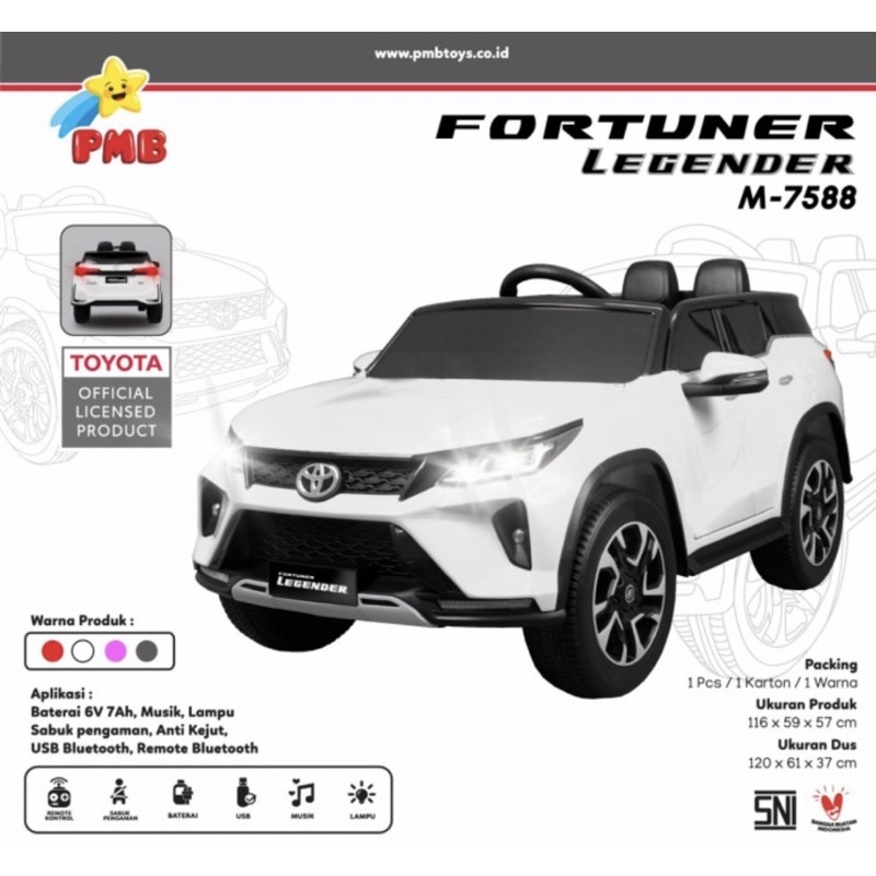 Jual Mobil aki PMB TOYOTA FORTUNER LEGENDER M7588 Mainan mobil aki anak ...