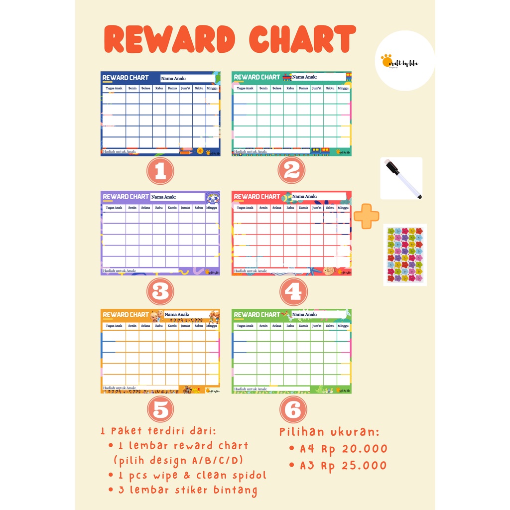 Jual Token Economy Reward Chart Stiker Bintang Edukasi Anak | Shopee ...