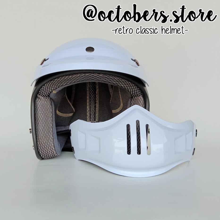 Jual Update HELM CAKIL MODULAR PUTIH GLOSS HALF FACE / FULL FACE - HELM ...