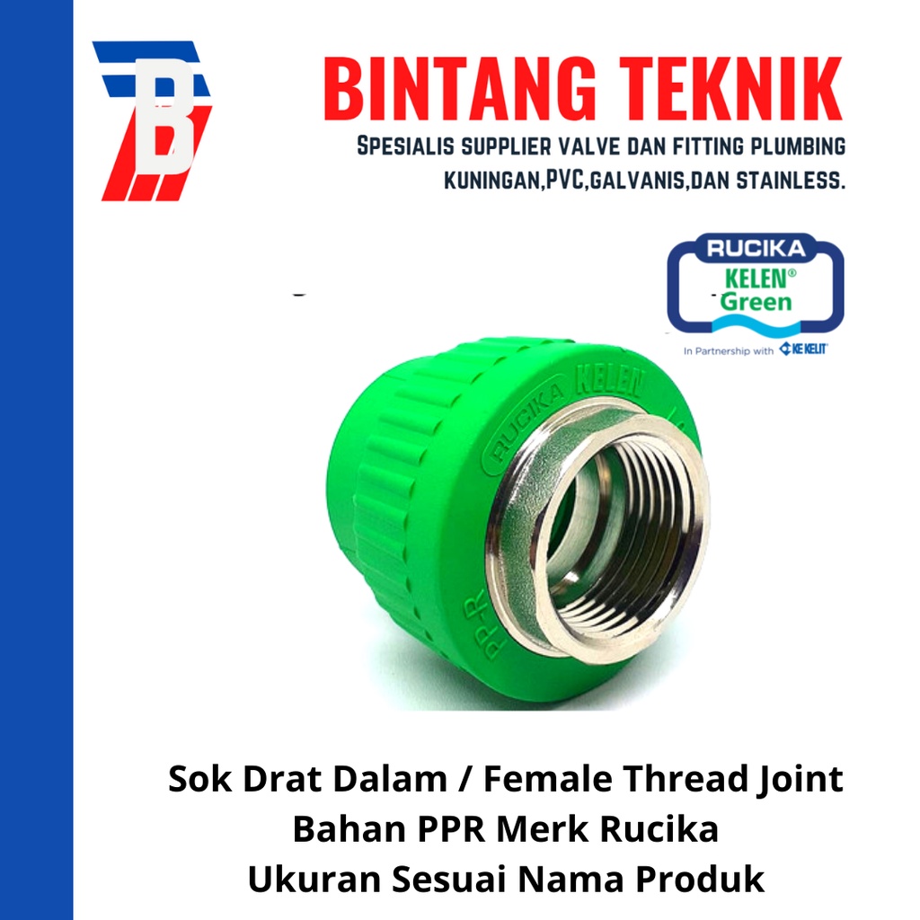 Jual Sok Drat Dalam PPR Pipa 1/2" inch (20 mm) x Drat 1/2" inch Rucika ...