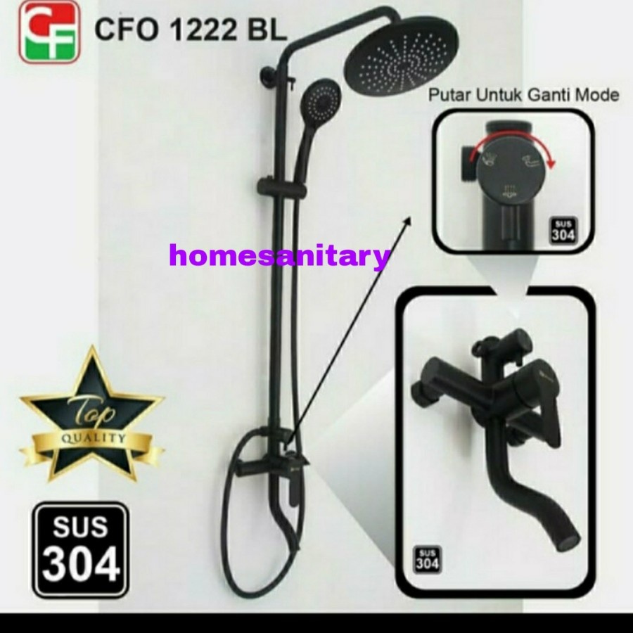 Jual paket shower tiang set column kran panas dingin warna hitam - kran ...