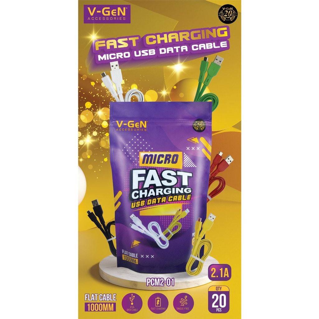 Jual V-GeN PCM2-01 USB Data Cable Micro USB 1m 2.4A Kabel Casan Micro ...