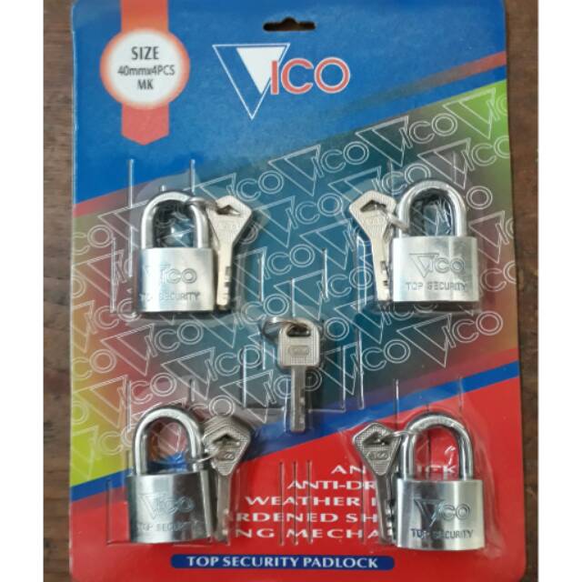 Jual Gembok Master merk vico 40 mm isi 4 kunci | Shopee Indonesia